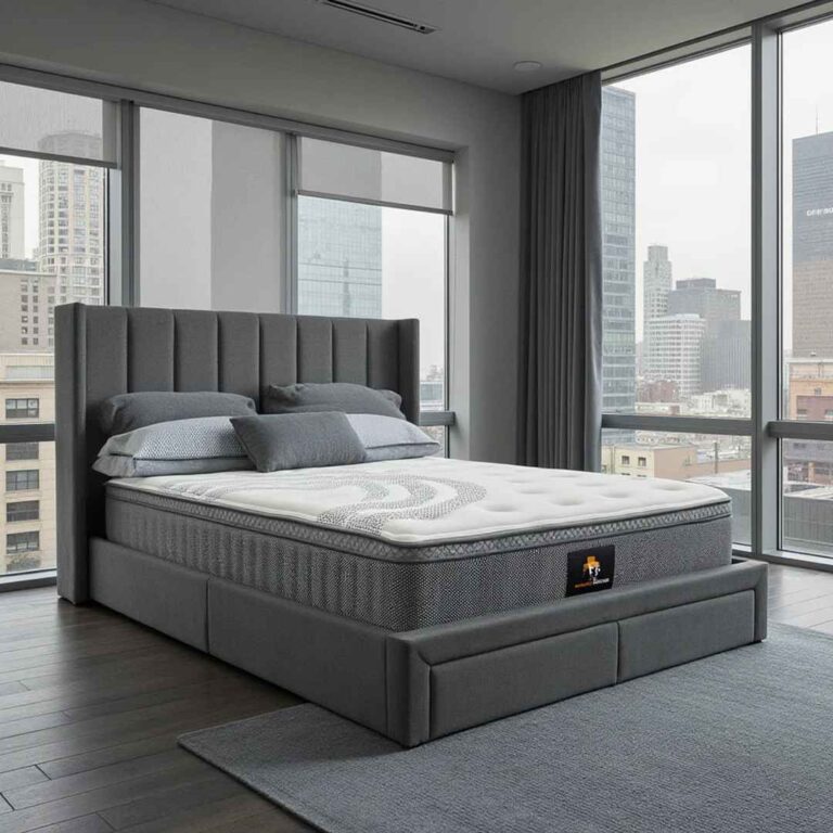 Portland Bed Frame With Draws In Storm - Orange Rentals